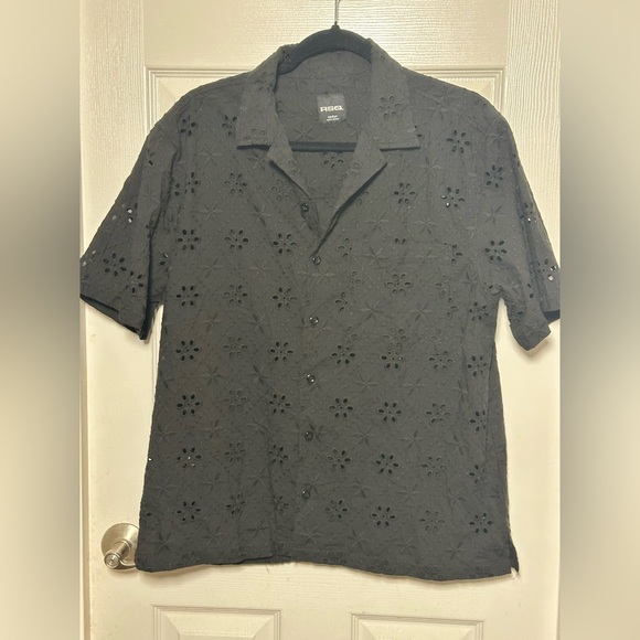 RSQ | Shirts | Nwot Rsq Mens Black Eyelet Short Sleeve Shirt | Poshmark